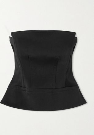 Another Tomorrow Haut Bustier En Cr&ecirc;pe Satin&eacute; Architectural - Noir