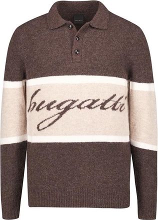 Bugatti Herren Pullover braun Alpaka-Wolle gemustert