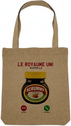 Fabulous Sac Shopping Tote Bag Aspect Lin - Le Royaume-Uni MAppelle Marmite Clich&eacute; Anglais - Sac de Courses Toile Epaisse 360g Beige Naturel Cabas Port&eacute; Epaule
