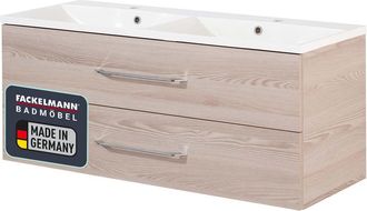 Fackelmann Waschtischunterschrank inkl. Doppel-Gussbecken B.CLEVER/Soft-Close-System/Maße (B x H x T): ca. 120 x 48,5 x 46 cm/Möbel fürs WC oder Badezimmer/Schra