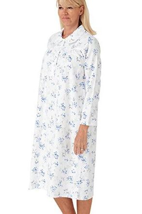 Marlon Womens Candace Brushed Cotton Printed Peter Pan Collar Nightgown Chemise de Nuit