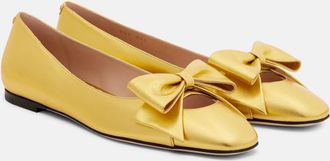 Valentino Garavani Ballerines Bowow en cuir métallisé