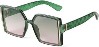 Generic Lunettes de soleil vertes rétro tendance pour femmes de luxe tendance léopard surdimensionnées lunettes de soleil féminines, C4., Taille unique