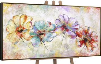 Yohji Yamamoto Art Acryl Gemälde auf Leinwand handgemalt schöne Blumen Leinwandbild Abstrakt bunte Farben Wanddeko Wohnzimmer modern Wohndekor Büro Kunst mit Rahmen 