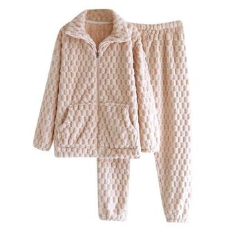 Generic Pyjama Homme Hiver Pyjama Polaire Homme Peignoir Couple Style Kimono Automne Hiver Ceintur&eacute; en Flanelle Doubl&eacute;e &Eacute;paisse Cardigan Assorti