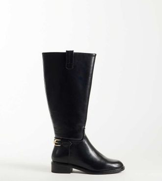 Asos Wide Fit Cecile bottes d&eacute;quitation plates montantes au genou noires
