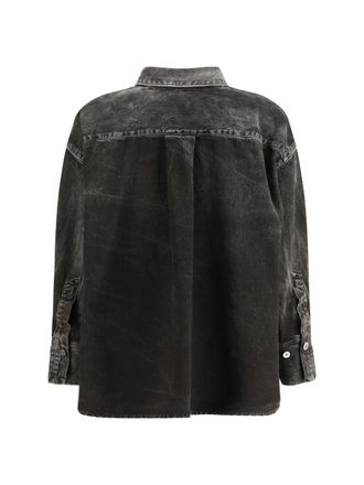 The Attico Womens Denim Shirt Black-White Cotton Black/white