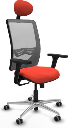 Piqueras y Crespo Computerstuhl mit Rollen Zulema mit 3D-Armen, h&ouml;henverstellbarer Lendenwirbelst&uuml;tze und festem Kopfteil, ausgestattet mit 3 Positionen, Grau/Dunkelora