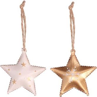 Vacchetti Giuseppe 8 St&uuml;ck wei&szlig;e und goldene Stern-Dekorationen aus Metall