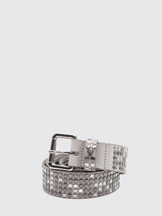 HTC Ceinture en cuir de vachette gris avec broderies