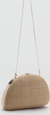 Mango Pochette en fibre naturelle beige - Femme - Taille unique - MANGO