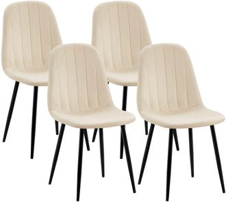 Clp Set Di 4 Sedie Da Pranzo In Velluto Baxter Crema