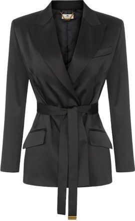Elisabetta Franchi Stretch-Satin-Blazer - - Jackets - Damen - Schwarzk - L