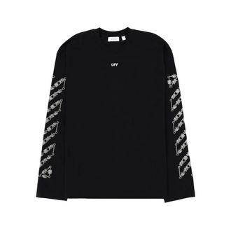 Off-white Homme, Tops, Noir, Taille: 2XL T-shirt &agrave; Manches Longues et Imprim&eacute; Graphique Col Rond