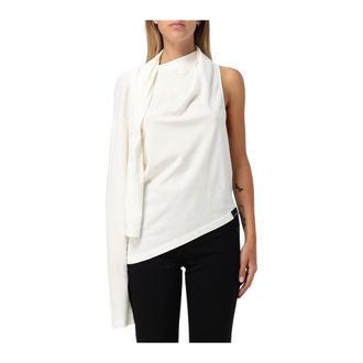 Courr&egrave;ges Schwarzes Asymmetrisches &auml;rmelloses Top - - Tops - Damen - Wei&szlig; - M
