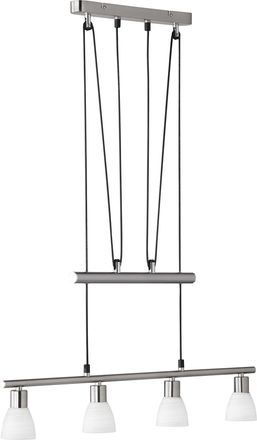 Trio Leuchten LED-Pendelleuchte Carico, nickel matt / chrom, Glas weiß gewischt 371510407