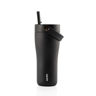 Equa Carry Cup, Edelstahl Isolierte Trinkflasche Mit klappbarem Strohhalm and weicher Tragegriff - 600ml, 15 Stunden kalt oder bis zu 8 Stunden hei&szlig;, 100% 