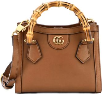 Gucci Diana NM Bamboo Handle Tote Leather Mini crossbody bag - Marron