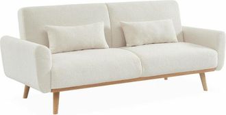 Sweeek 2-3-Sitzer Sofa mit Schlaffunktion und Bouclé Teddystoff