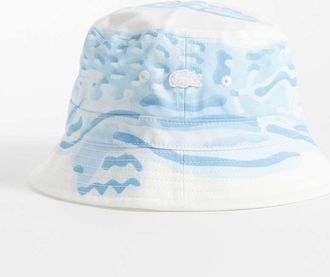 Lacoste Anglerhut in Wei&szlig; und Blau mit Krokodil-Grafik