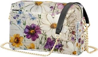Mnsruu Sacs à bandoulière rétro en cuir pour femme, motif fleurs sauvages et marguerites