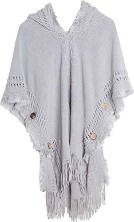 Generic Poncho Femme Hiver Chaud Chale Femme Hiver Chaud Cape Femme Effet enveloppant &Eacute;charpe Unie Ou Carreaux Multicolores Frang&eacute;e Ceinture Chapeau Inclus