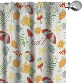 Abakuhaus Sommer Vorh&auml;nge, Gardinen, Hei&szlig;e Jahreszeit Spa&szlig;-Muster, Fensterbehandlungen f&uuml;r Wohnzimmer Schlafzimmer Dekor, 2 St&uuml;ck 75 cm b x 175 cm h, Mehrfarbig