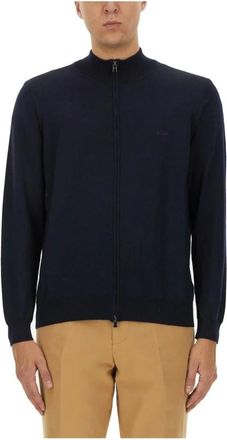 HUGO BOSS Homme, Pulls, Bleu, Taille: S Pull Enti&egrave;rement Zipp&eacute; &agrave; Col Montant