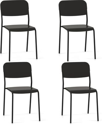 Giantex Giantex 4 Esszimmerst&uuml;hle, stapelbar, mit Metallbeinen, St&uuml;hle ohne Armlehnen, Sitz und R&uuml;ckenlehne aus PP, f&uuml;r Wohnzimmer, Traglast 160 kg (schwarz)