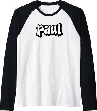 BDAZ Paul Graffiti Personalisierter Name Schwarz Wei&szlig; Schriftzug Raglan