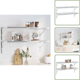 vidaXL Wandregale 2 Stk. 100x40 cm Silbern Edelstahl - Wandregal - Edelstahlwandregal - Regalbrett - Schweberegal - Platzsparend