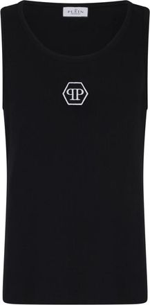 Philipp Plein Homme, Tops, Noir, Taille: M Cotton Tank Top Hexagon