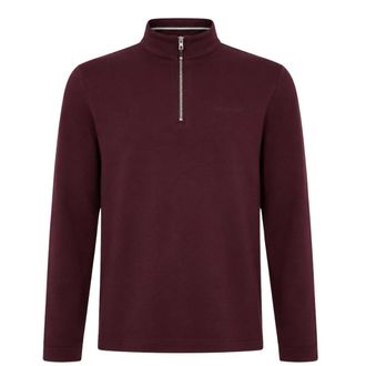 Ted Baker Actosj Branded Quarter Zip Maroon Sweater