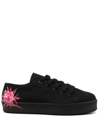Yohji Yamamoto baskets &agrave; fleurs - Noir