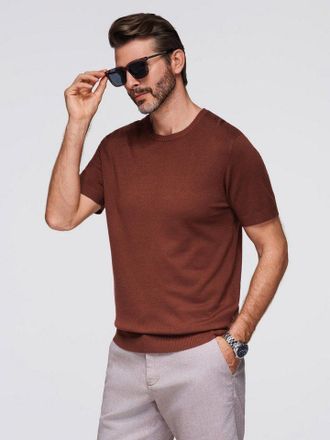 Ombre T-Shirt Klassisches Herren-T-Shirt aus Strick mit Rippenb&uuml;ndchen