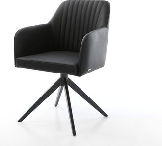 DELIFE Esszimmerstuhl Greg-Flex Echt-Leder Schwarz Kreuzgestell breit Schwarz Taschenfederkern, Esszimmerst&uuml;hle