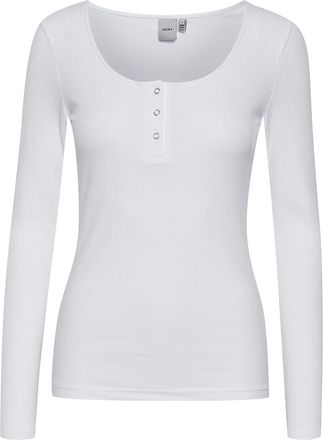 Ichi IHSUPER LS Damen Longsleeve Langarmshirt Shirt Basic Rippshirt mit Langem Ärmeln und geknöpftem Ausschnitt Figurbetontes Regular Fit, Größe:L, Farbe:B