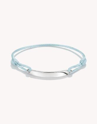 Thomas Sabo bracelet textile gravable bleu clair en argent, bleu-Argent&eacute;