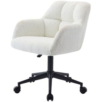 Vente-Unique Pascal Morabito - Chaise de bureau - Tissu bouclette - Blanc et noir - Hauteur r&eacute;glable - pega de