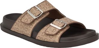 Guess Herren Verone Sandale, Brown Logo Multi 230, 44 EU