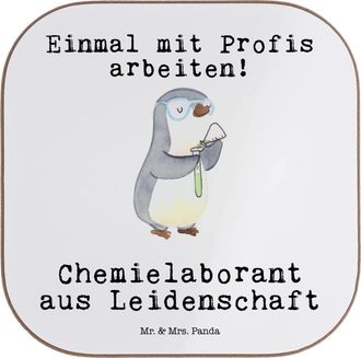 Mr. & Mrs. Panda Tischuntersetzer Chemielaborant Leidenschaft - Geschenk, Untersetzer f&uuml;r Gl&auml;ser, Tassen, Studium, Beruf, Coaster, Spruch, Labor, gl&auml;seruntersetzer, Ho
