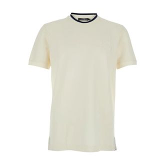 Dolce & Gabbana Homme, Tops, Blanc, Taille: M T-shirt technique en piqu&eacute; avec broderie
