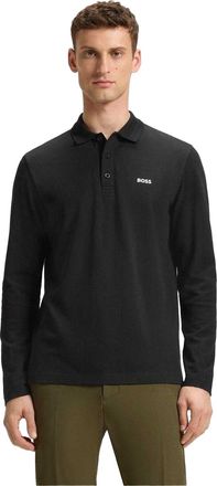 HUGO BOSS Plisy Poloshirt f&uuml;r Herren, Lang&auml;rmlig (Schwarz)
