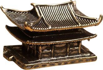 Angoily Vintage Messing Tempel Miniaturfigur Dekorative Pavilion Statue f&uuml;r Wohnzimmer Zen Garten Aquarium Deko Asiatische Haus Deko Kreative Kunsthandwerk Or