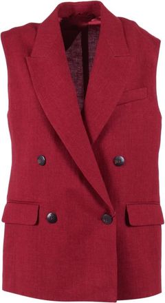 Max Mara Femme, Vestes, Rouge, Taille: 42 FR Giacca smanicata AIA
