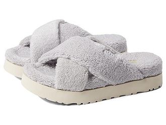 UGG Femme Fuzz Sugar Terry Cross Slide Chausson, Gris m&eacute;tal, 37 EU