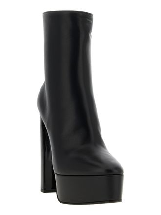 Le Silla Womens Black Lamb Leather Ankle Boots