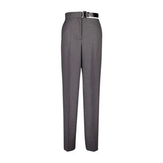 Stella McCartney Femme, Pantalons, Gris, Taille: 38 FR Pantalon Droit en Flanelle Ceintur&eacute;