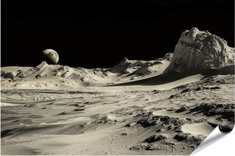 Islandburner XXL Bild Poster Atemberaubender Blick auf Mondlandschaft mit sanftem Schein des Halbmonds Premium Bilder Fotodruck