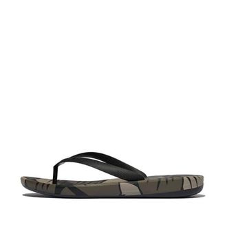 FitFlop Homme Iqushion Mens Leaf-Print Ergonomic Flip-Flops Tongues, Noir, 44 EU